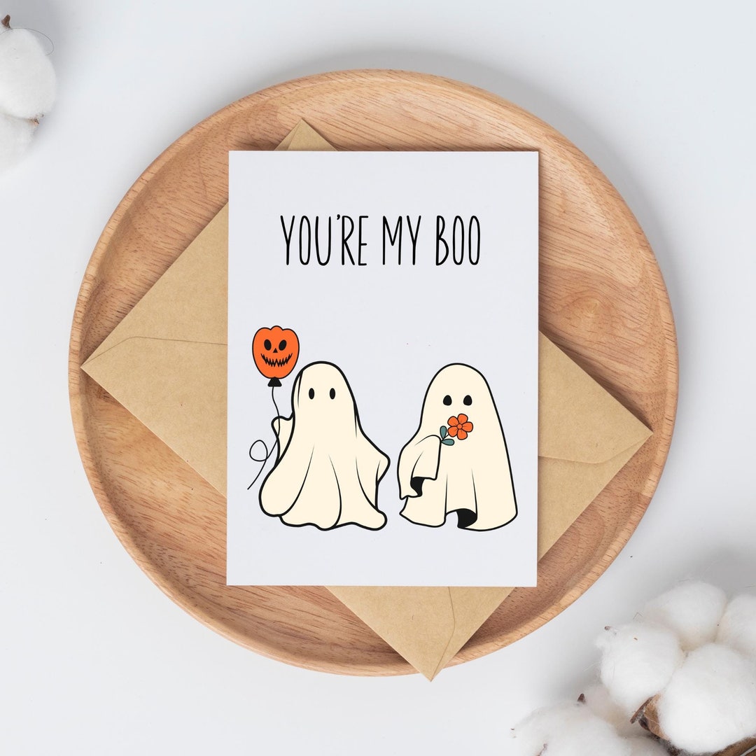 You're My Boo Ghost Card, Spooky Love Card, Halloween Anniversary, Card ...
