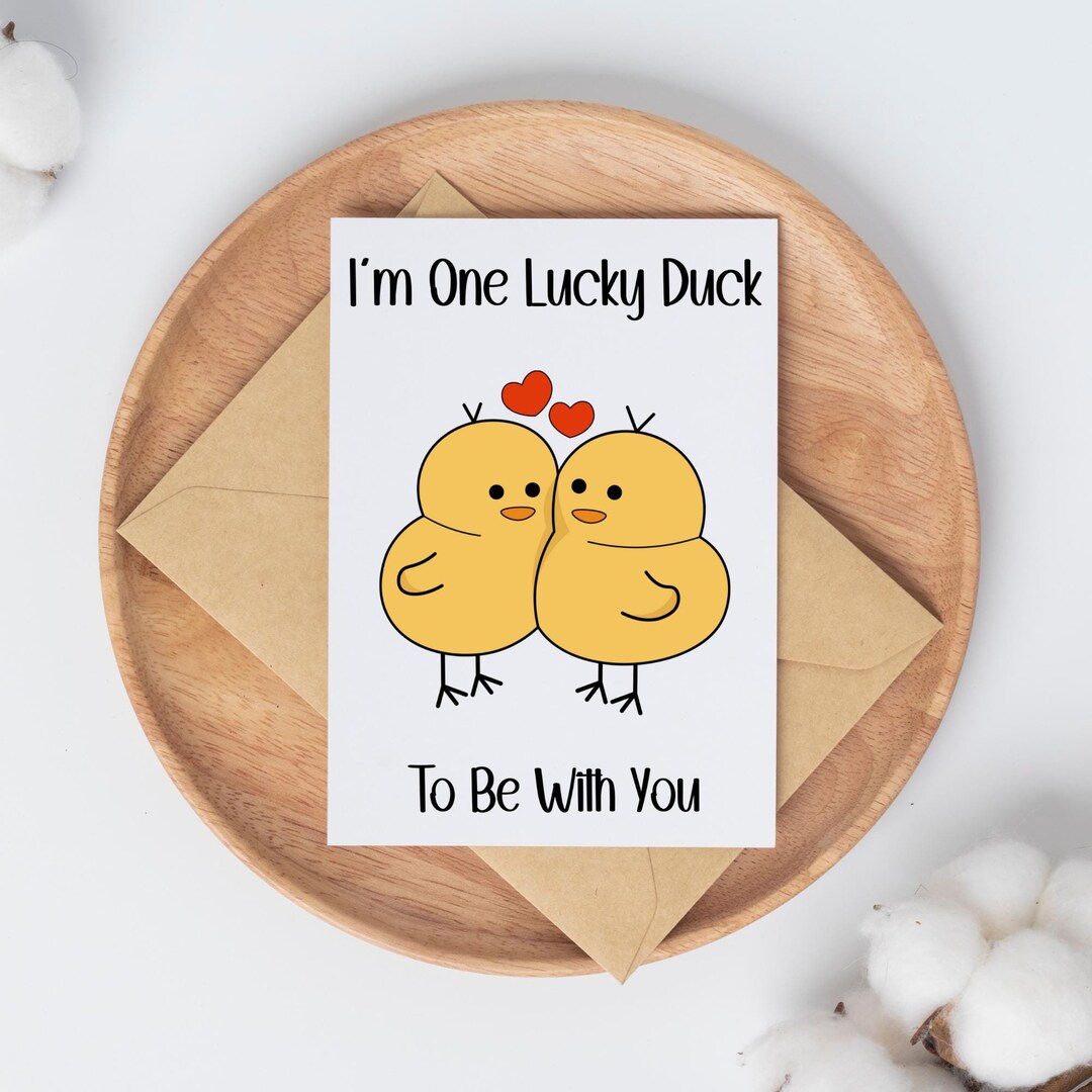 Lucky Duck Valentines Day Card, Cute Anniversary Card,punny Card, Cute ...