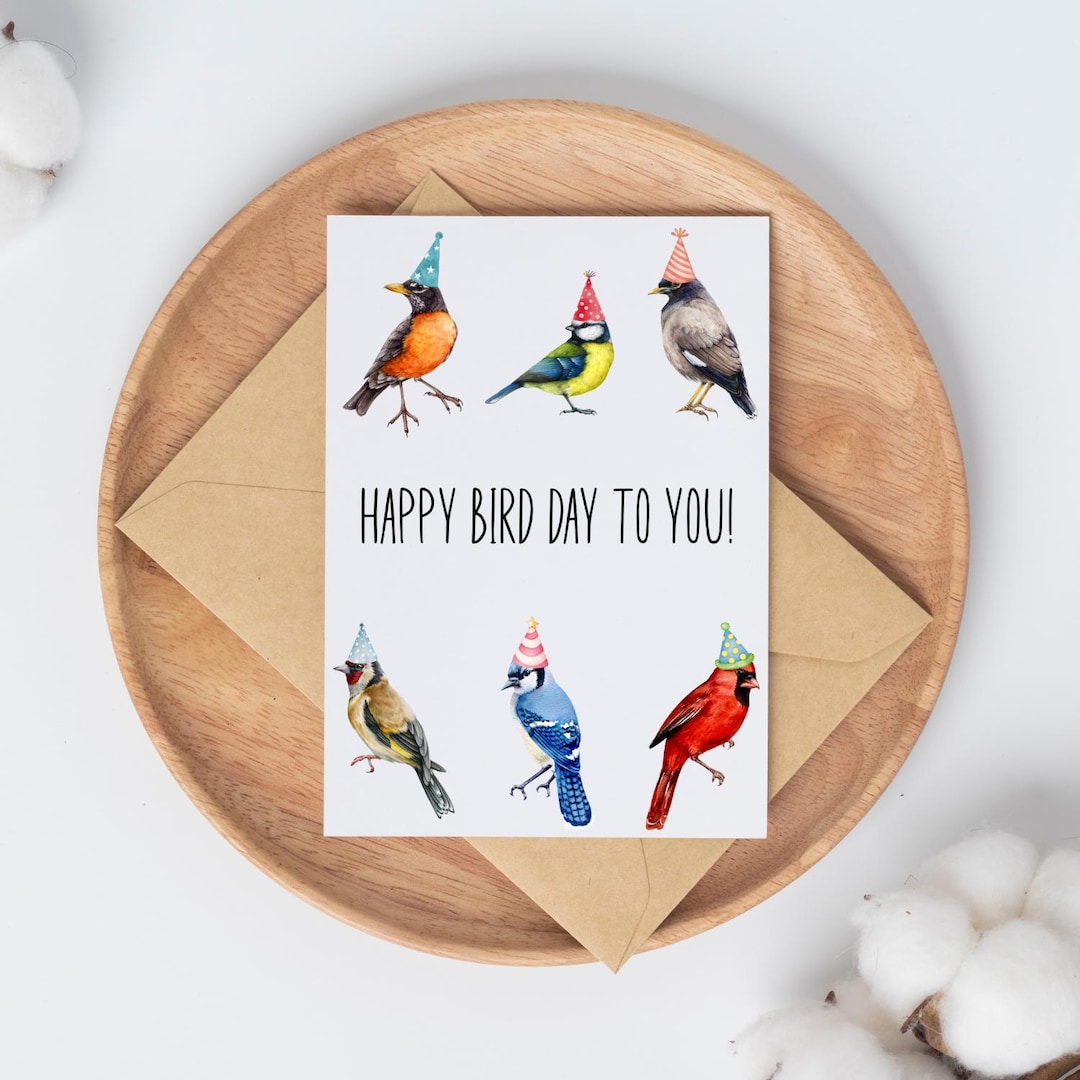 Bird Birthday Card, Bird Day Card Bird Lover Card, Bird Greeting Card ...