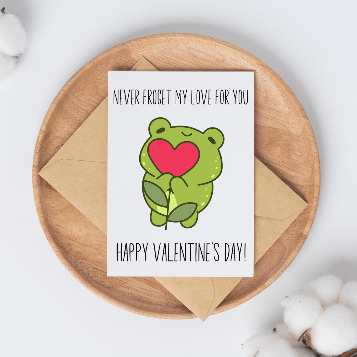 Frog Pun Valentine's Day Card, Never Froget My Love for You, Cute Frog ...