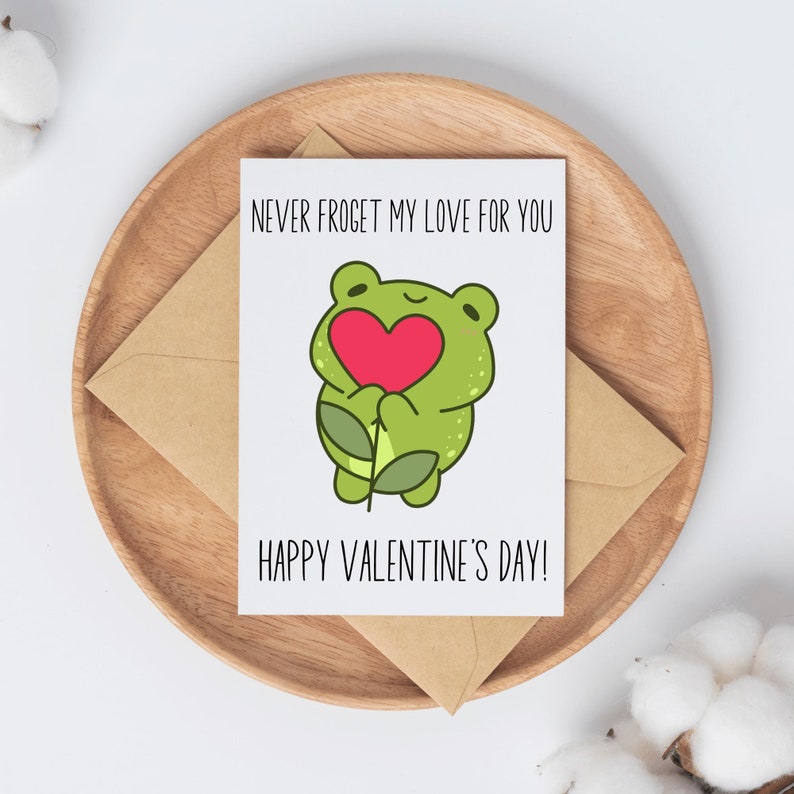Frog Pun Valentine's Day Card, Never Froget My Love for You, Cute Frog ...