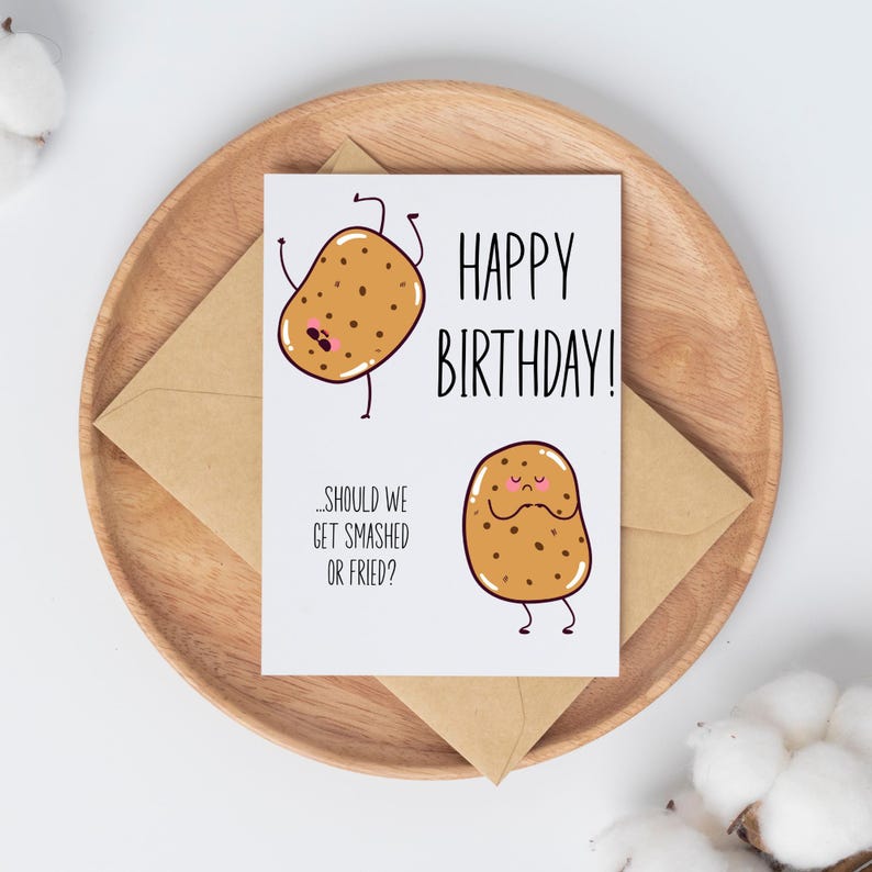 Funny Potato Birthday Card, Card for Foodie Friend, Silly Birthday Card ...