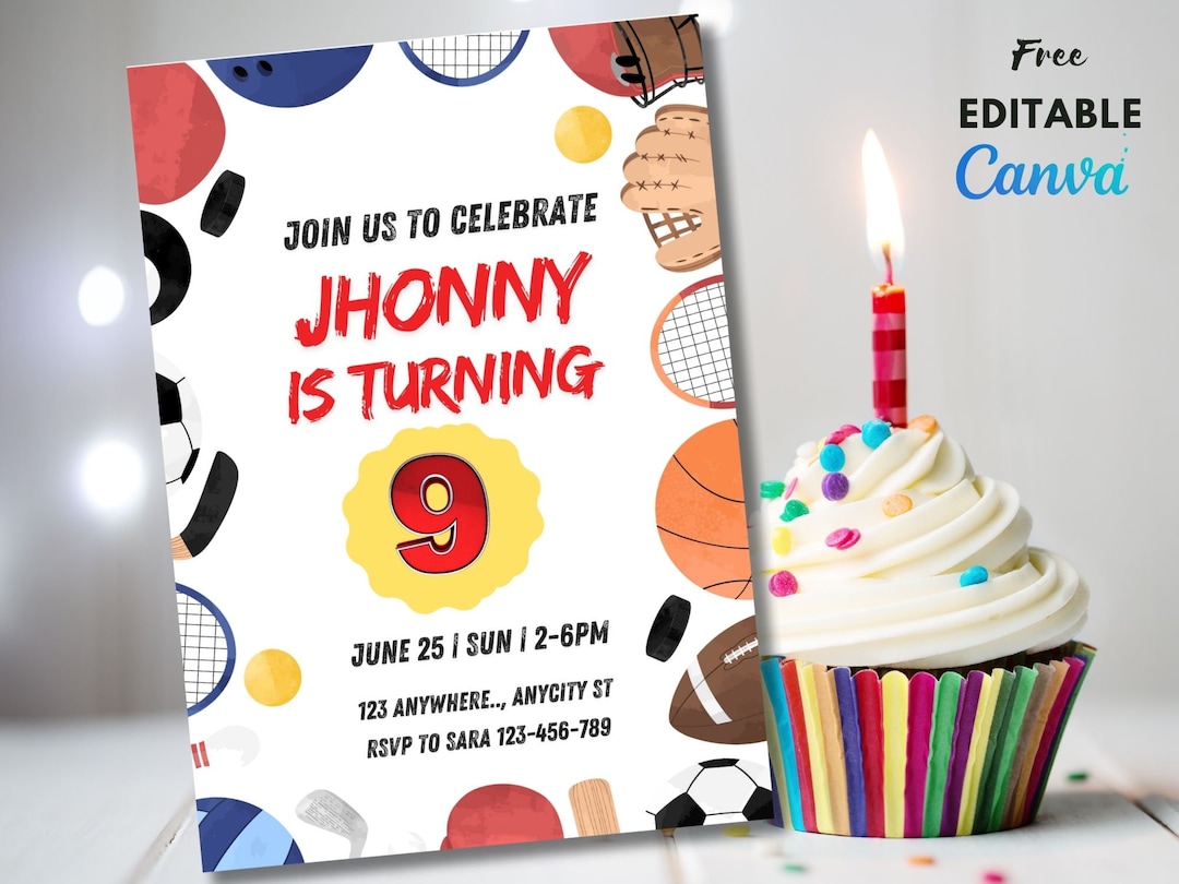 Editable Sports Invitation, Neon Sports Invites, Sports Flyer, Sport ...