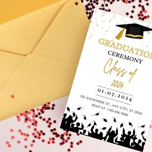 Graduation Invitation Template Printable Editable Electronic Graduation ...