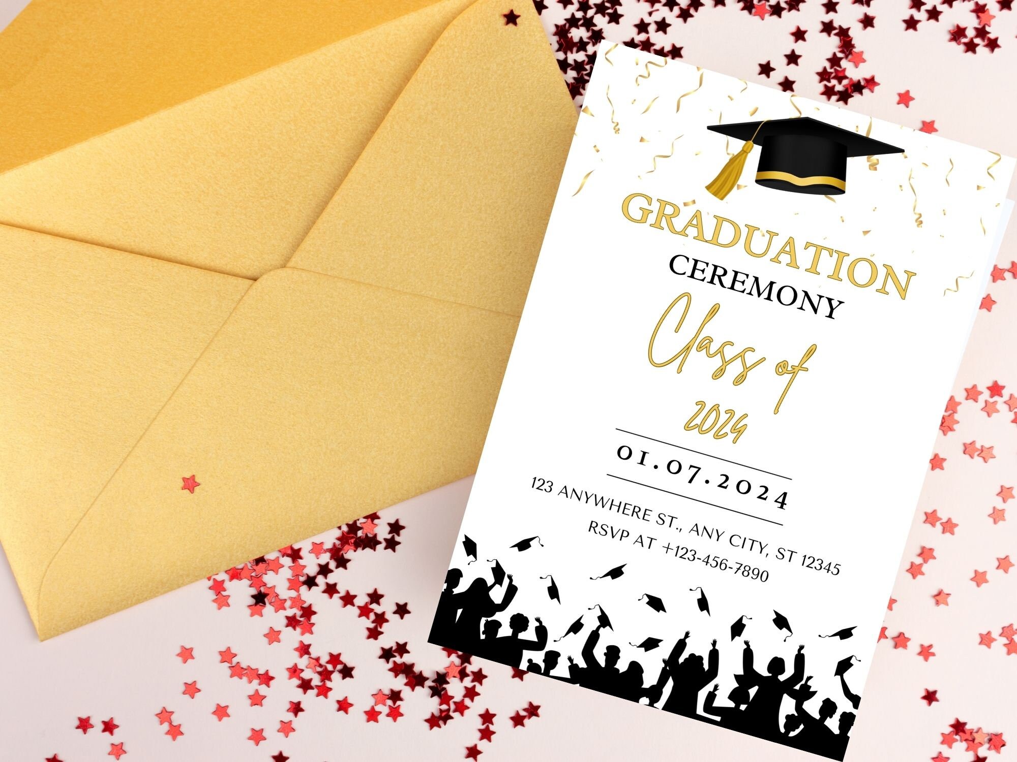 Graduation Invitation Template Printable Editable Electronic Graduation ...