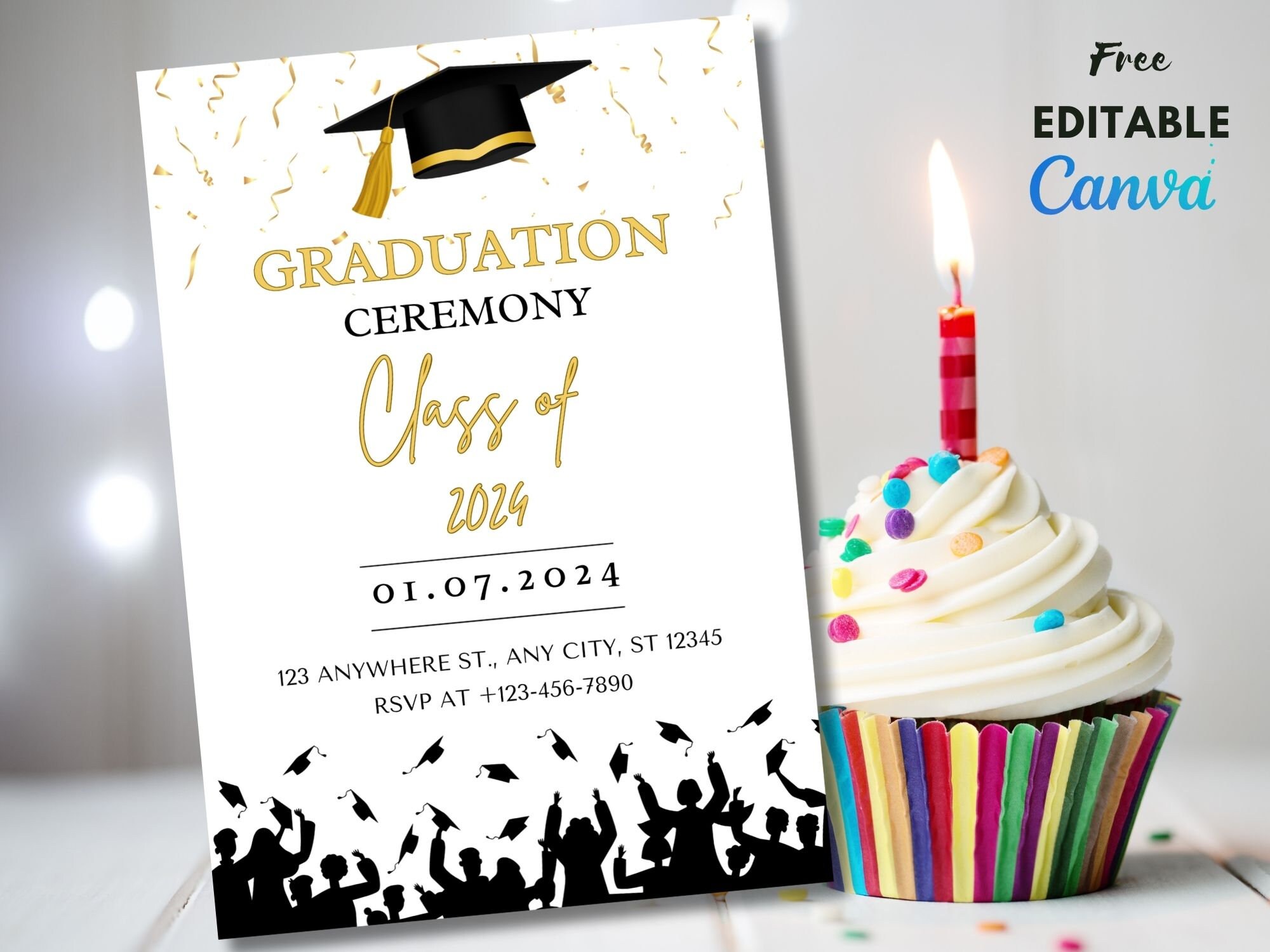 Graduation Invitation Template Printable Editable Electronic Graduation ...