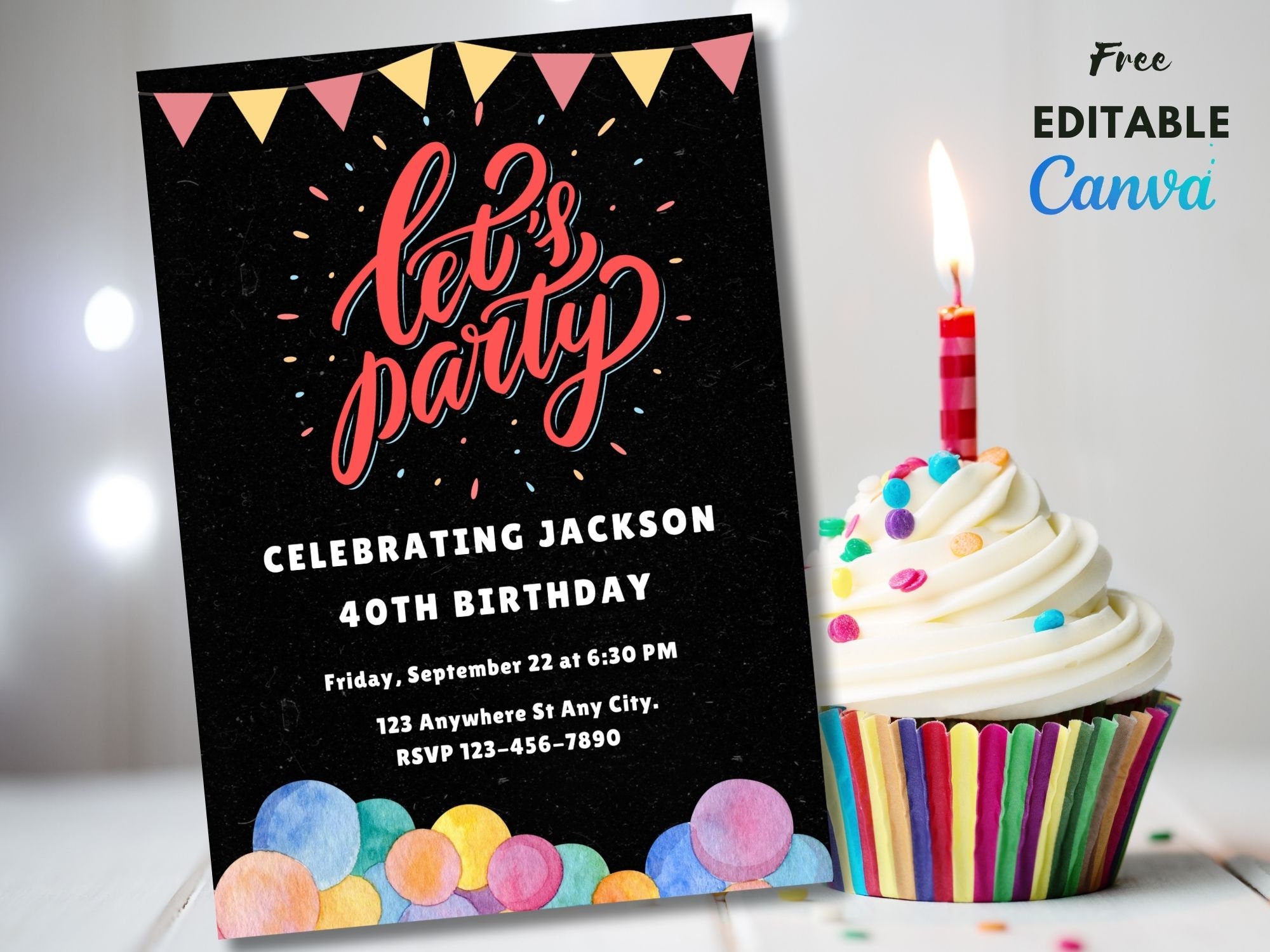 Let's Party Invitation: Surprise Birthday, Special Event (PDF, JPEG ...
