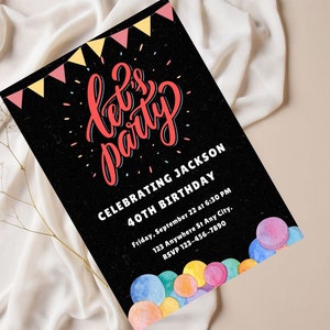 Let's Party Invitation: Surprise Birthday, Special Event (PDF, JPEG ...
