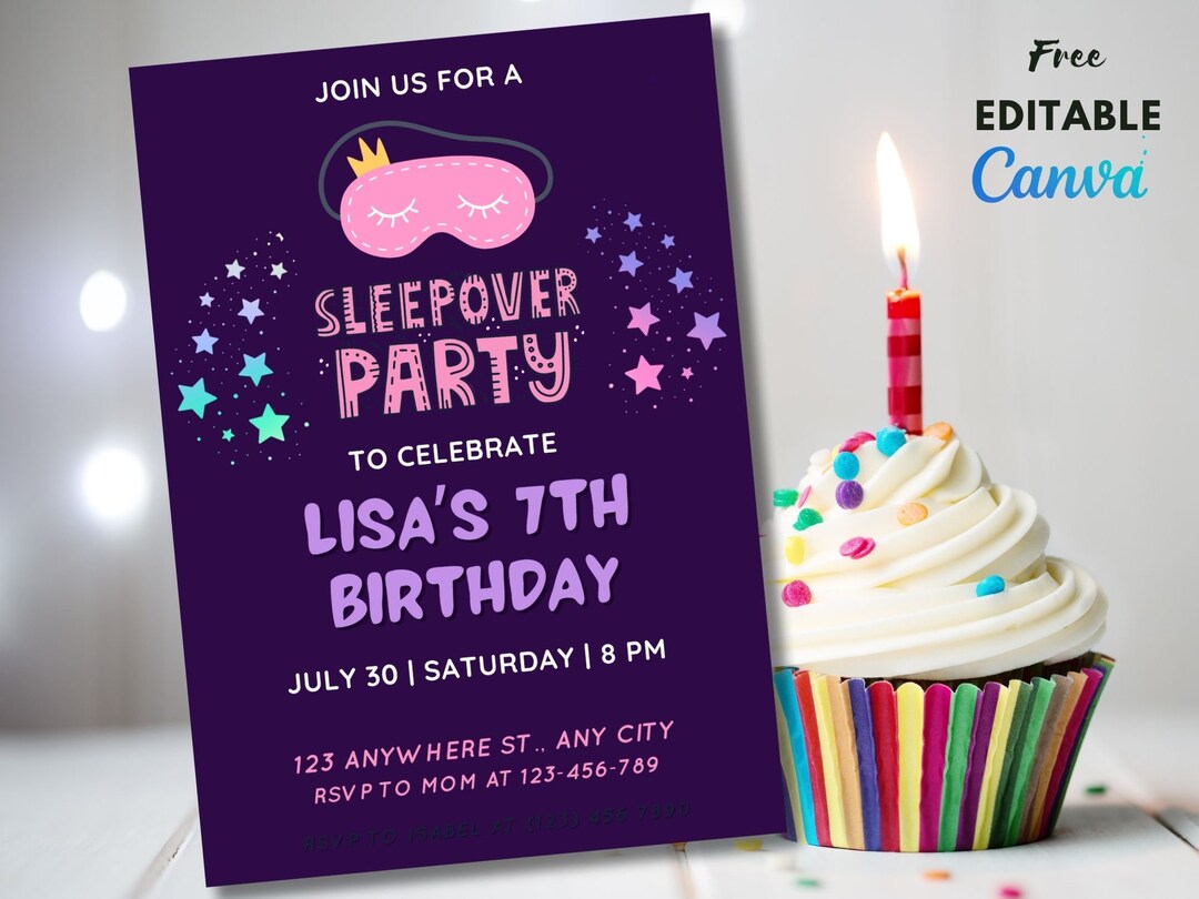 Editable Sleepover Birthday Invitation Template (digital Download) - Etsy