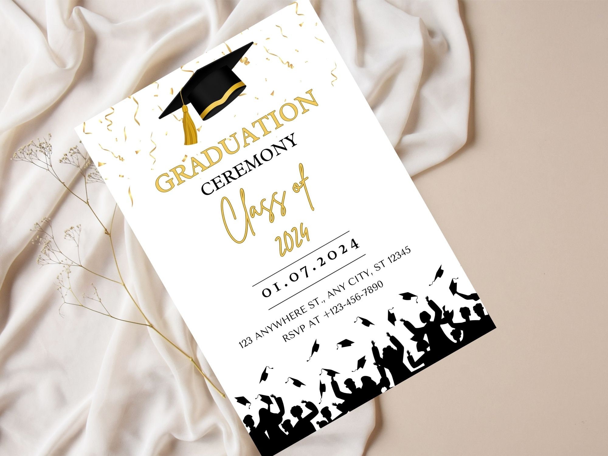 Graduation Invitation Template Printable Editable Electronic Graduation ...