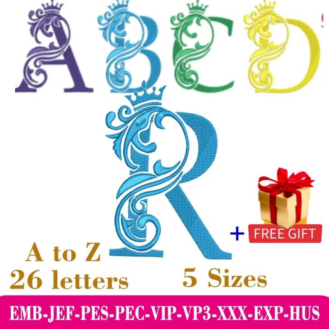 Monogram Alphabet With Crown From A to Z, Alphabet Letter 26, Machine ...