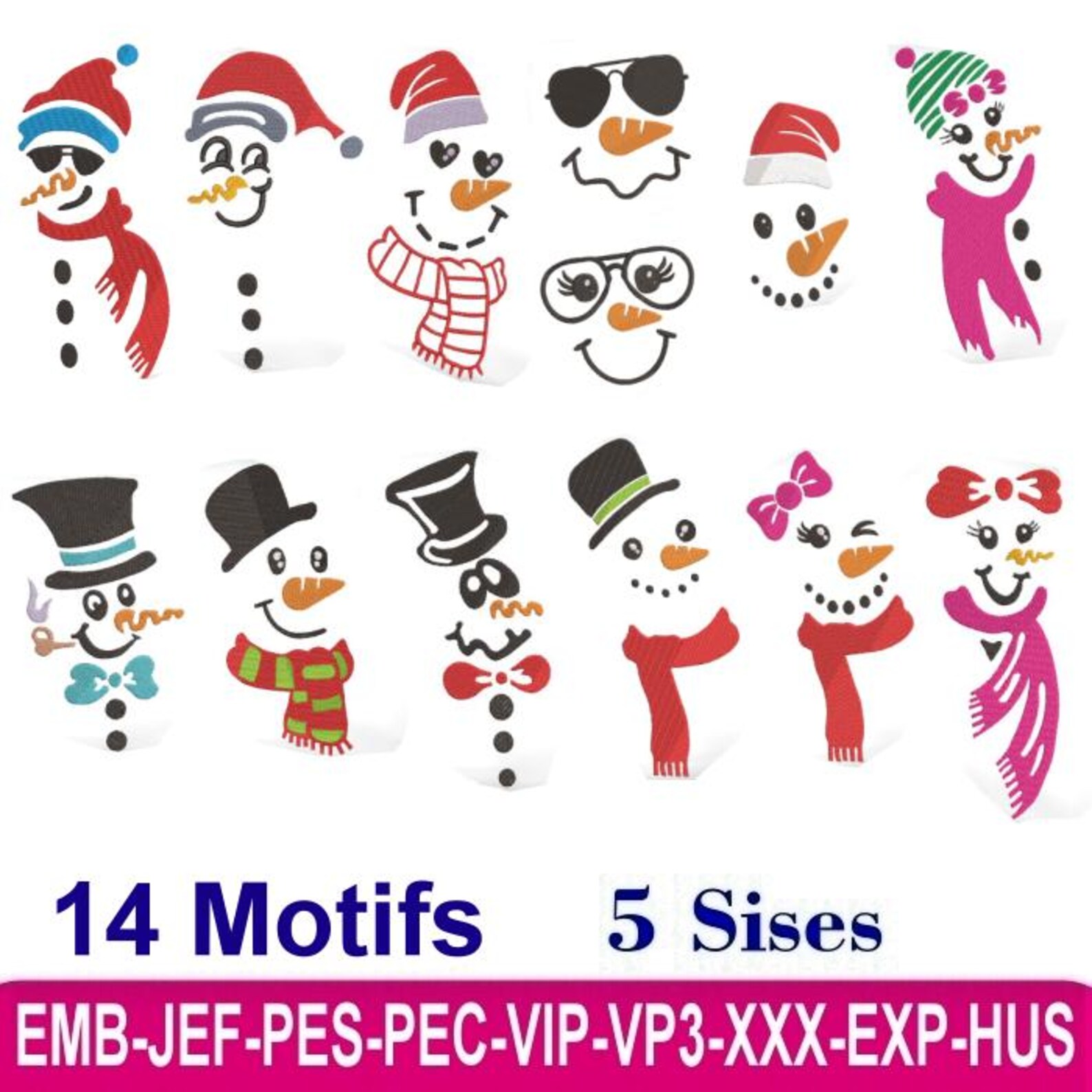 Snowmen Faces – Machine Embroidery Design - Etsy