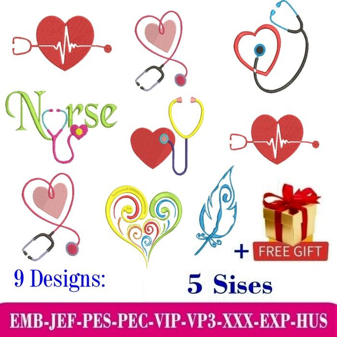 Stethoscope Heartbeat Design - Machine Embroidery Pattern: A ...