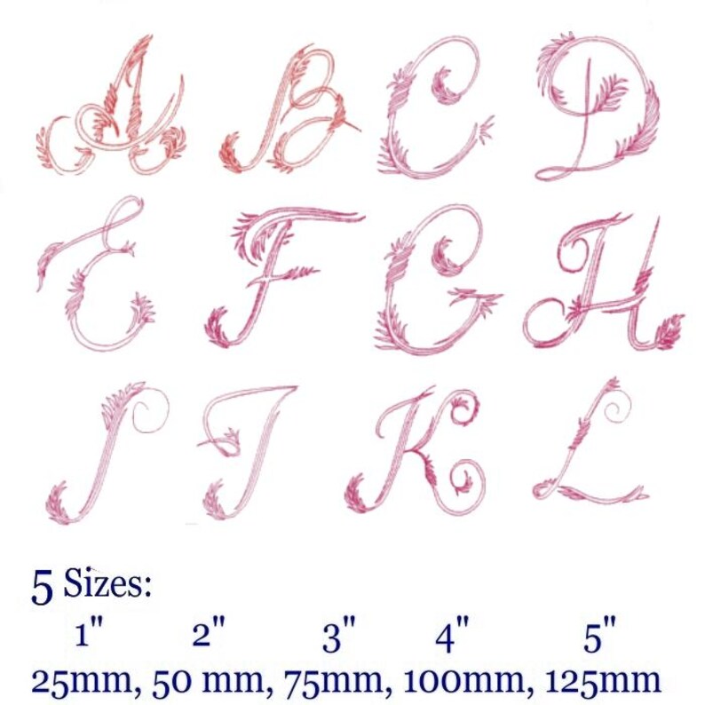 One-line Monogram Alphabet, Machine Embroidery Letters A-Z, Minimalist ...