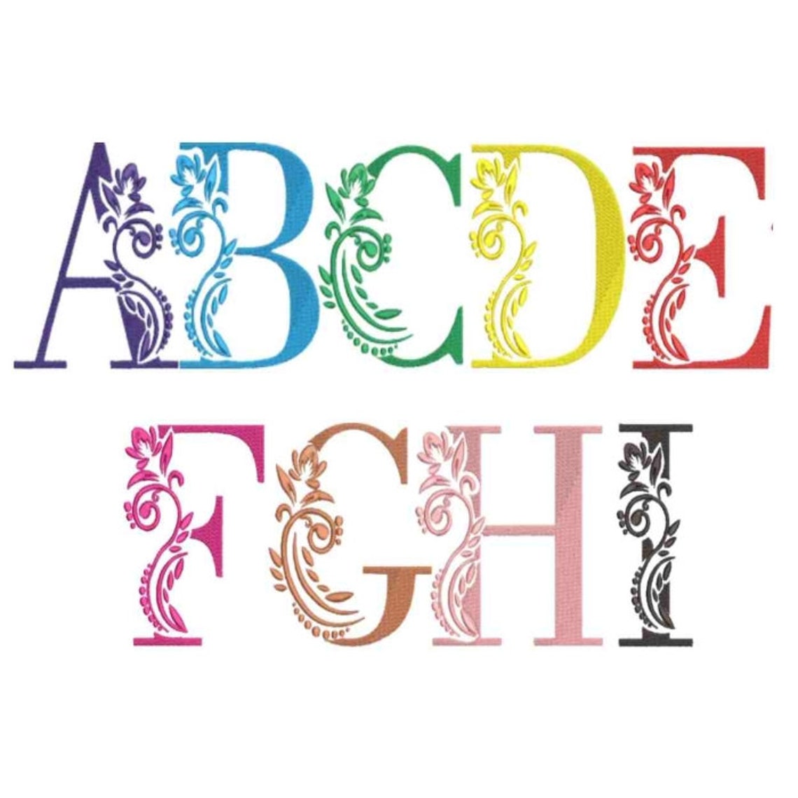 Elegant Floral Monogram Alphabet Letters A to Z Machine Embroidery ...