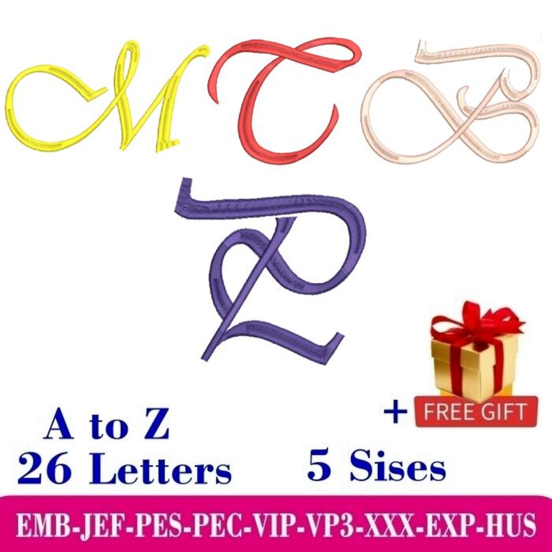 Charming Monogram Alphabet Font Letters A to Z 26 Machine Embroidery ...