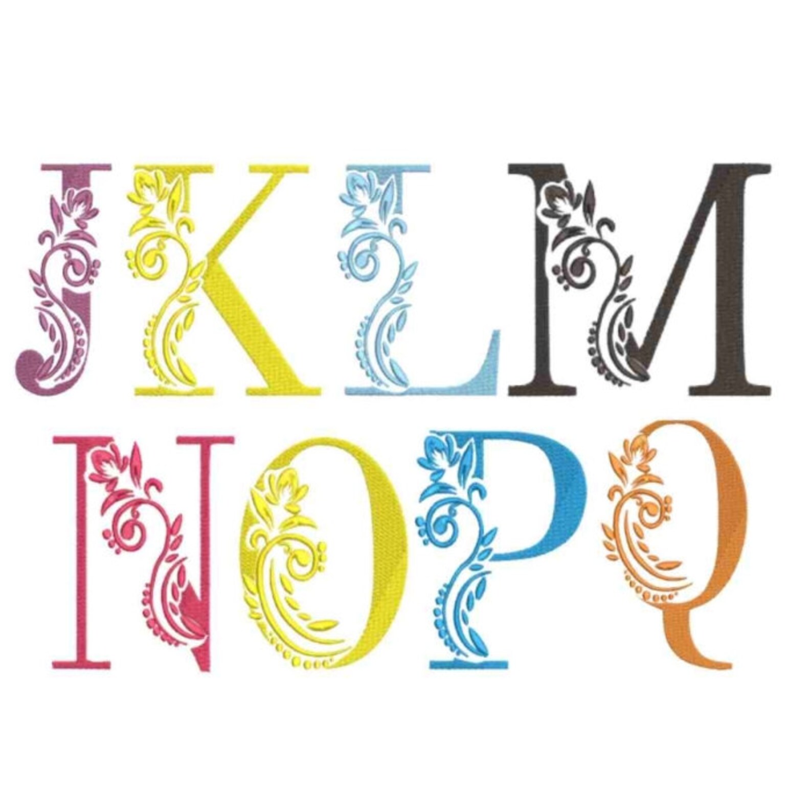 Elegant Floral Monogram Alphabet Letters A to Z Machine Embroidery ...