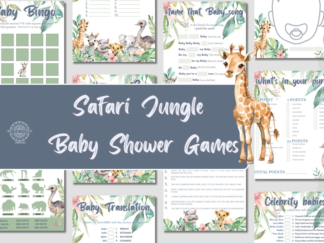 Safari Jungle Shower Printable Game, Baby Shower Safari, Cute Safari ...