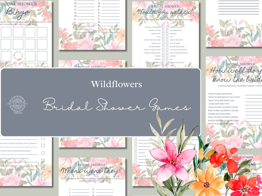 Wildflowers Bridal Shower Game Bundle: Bingo, Scattergories - Etsy