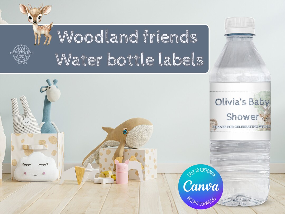 Woodland Friends Baby Shower Water Bottle Labels, Wild One is Coming Baby Shower Water Bottle ...
