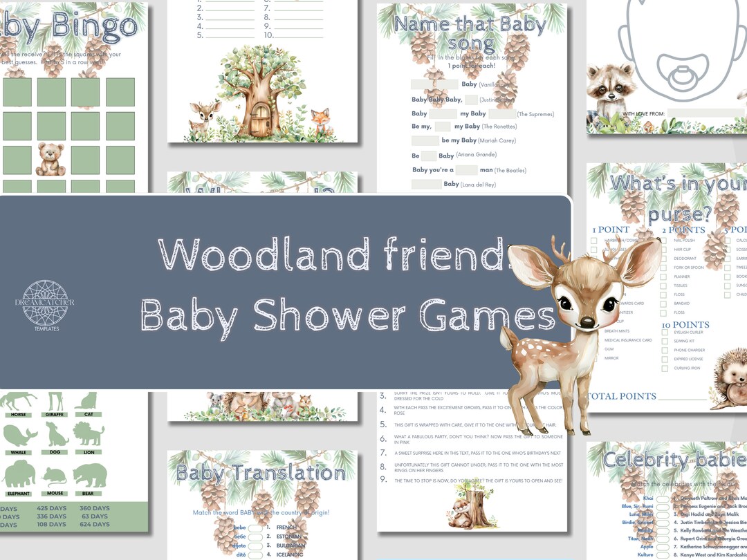 Woodland Friends Shower Printable Game, Baby Shower Woodland Cute, Cute ...