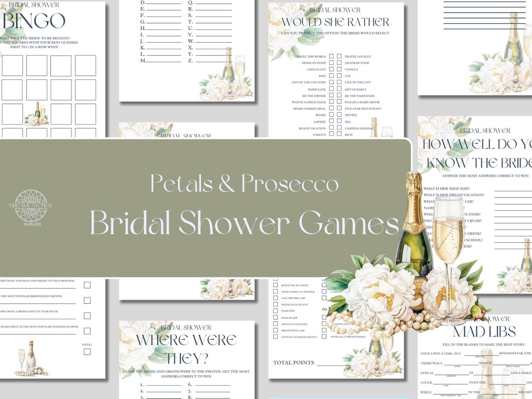 Petals & Prosecco Bridal Shower Game Bundle (digital Download) - Etsy