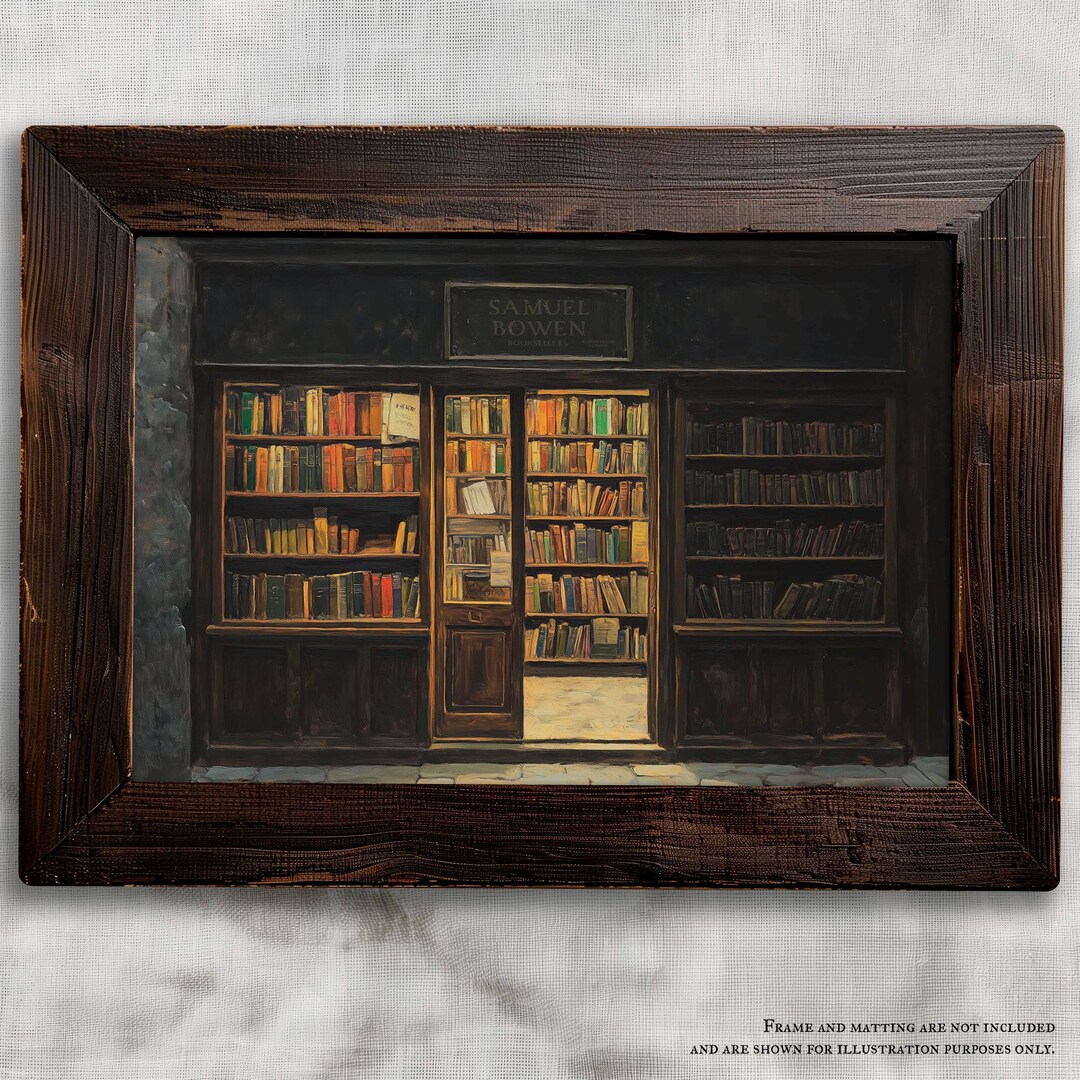 Vintage Ancient Bookstore Books Art Print for Cottagecore Decor - Etsy