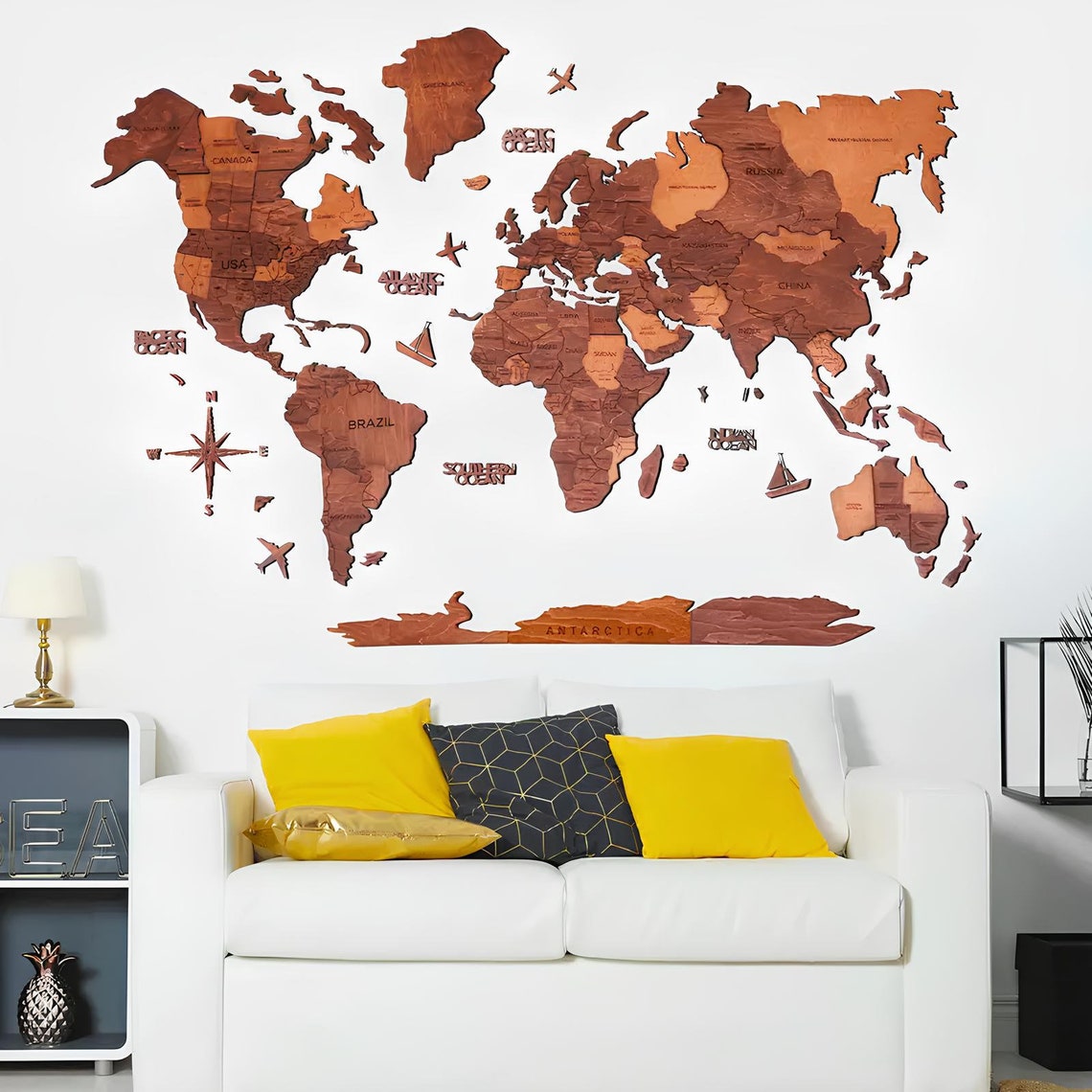 Wooden World Map Wall Decor, World Map, Wood Map, Wall Art Decor ...