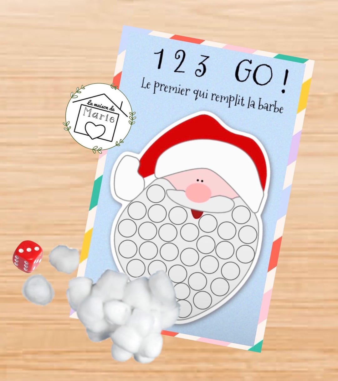 Santa Claus Dice Cotton Number Beard Preschool Montessori Learning - Etsy