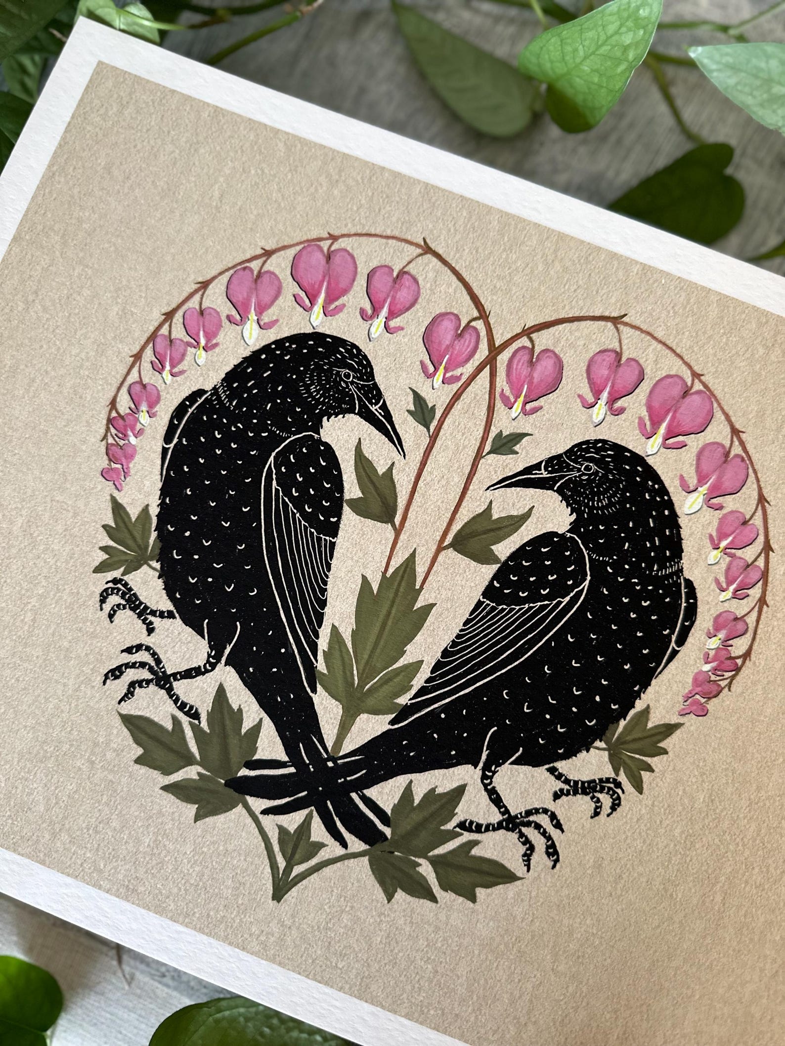 Bleeding Heart Crows - Botanical Crows - Art Print - Etsy