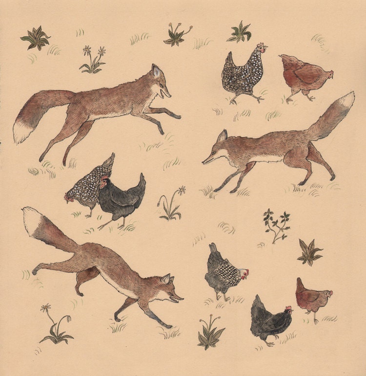 Hens and Foxes - Print
