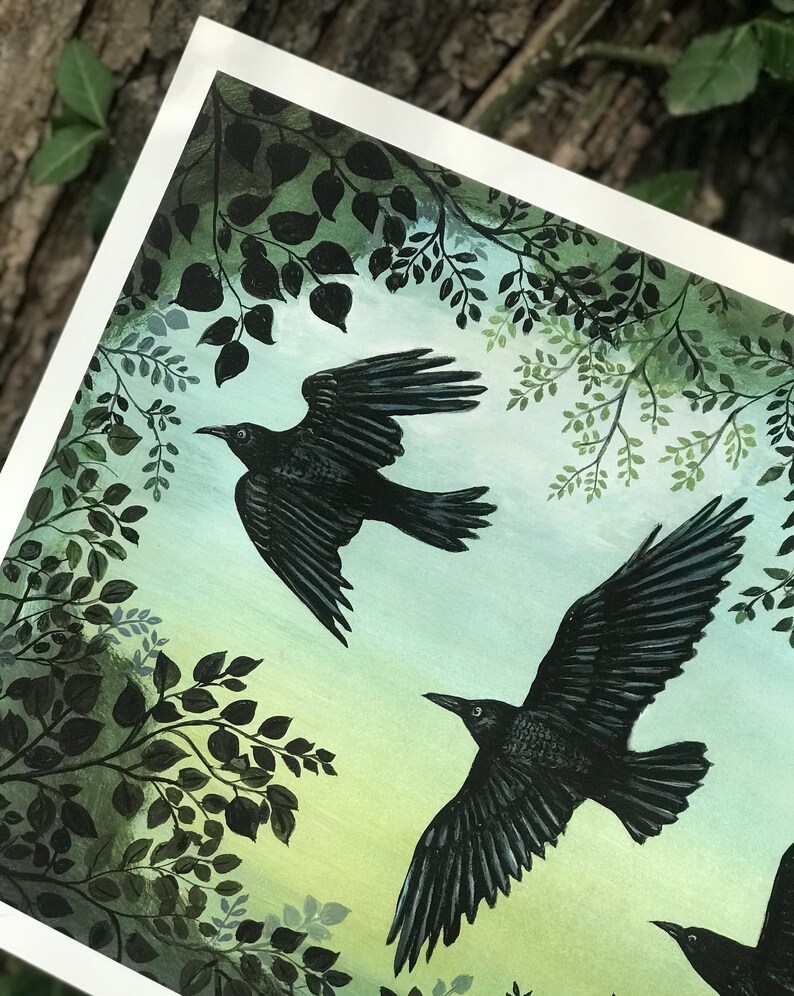 Three Crows Print - Etsy