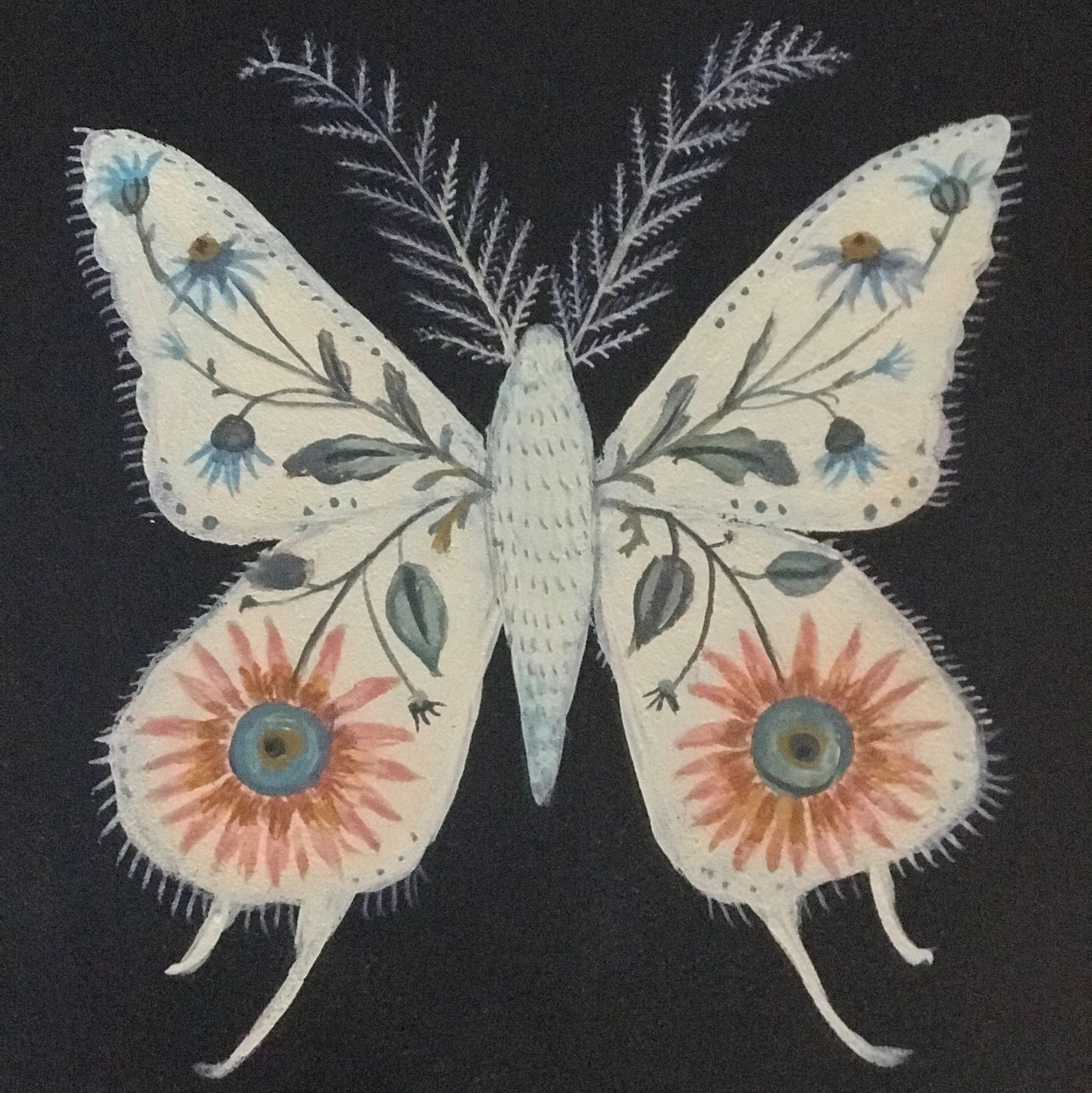 Moth II - Painted Ceramic Tile