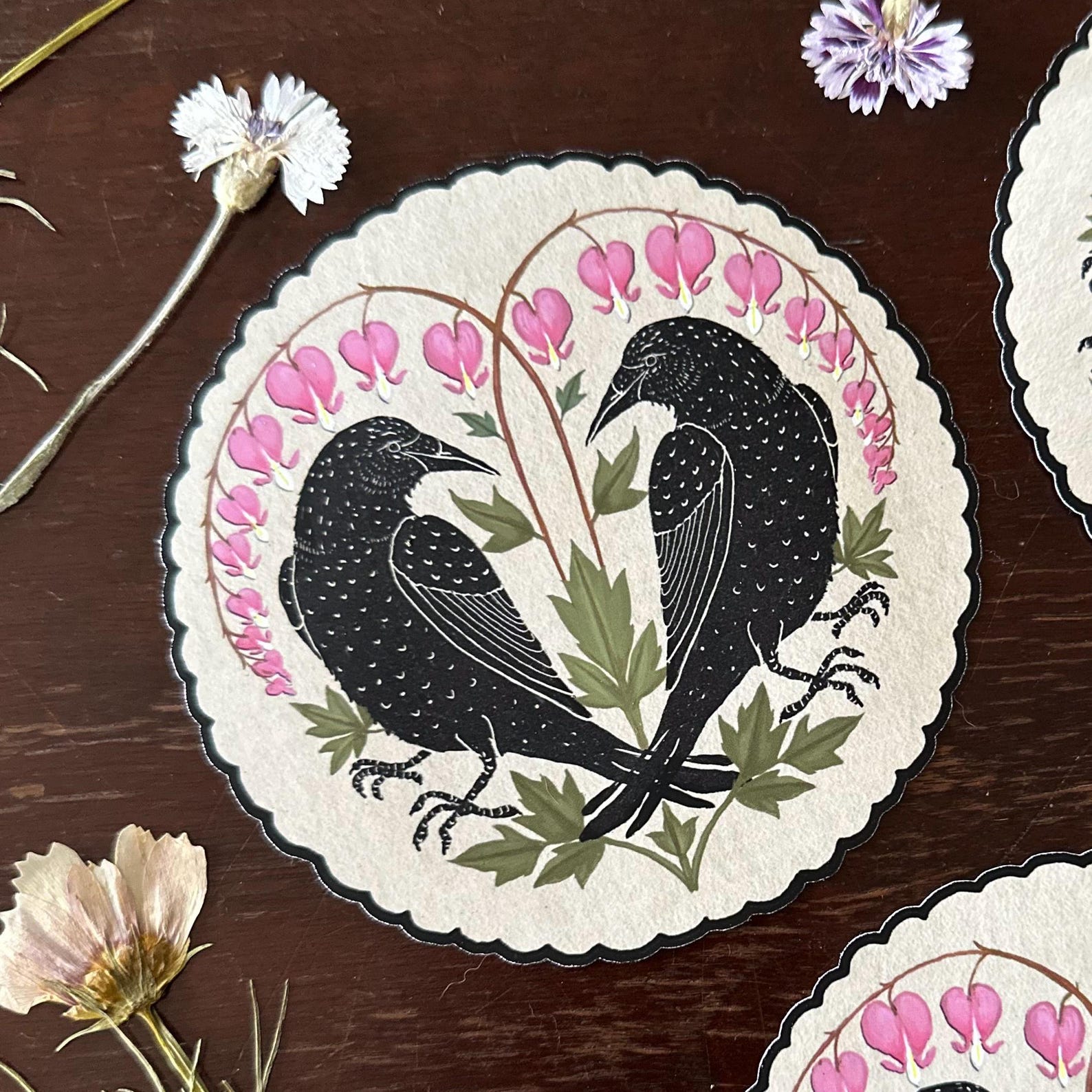 Bleeding Heart Crows - Sticker - Etsy