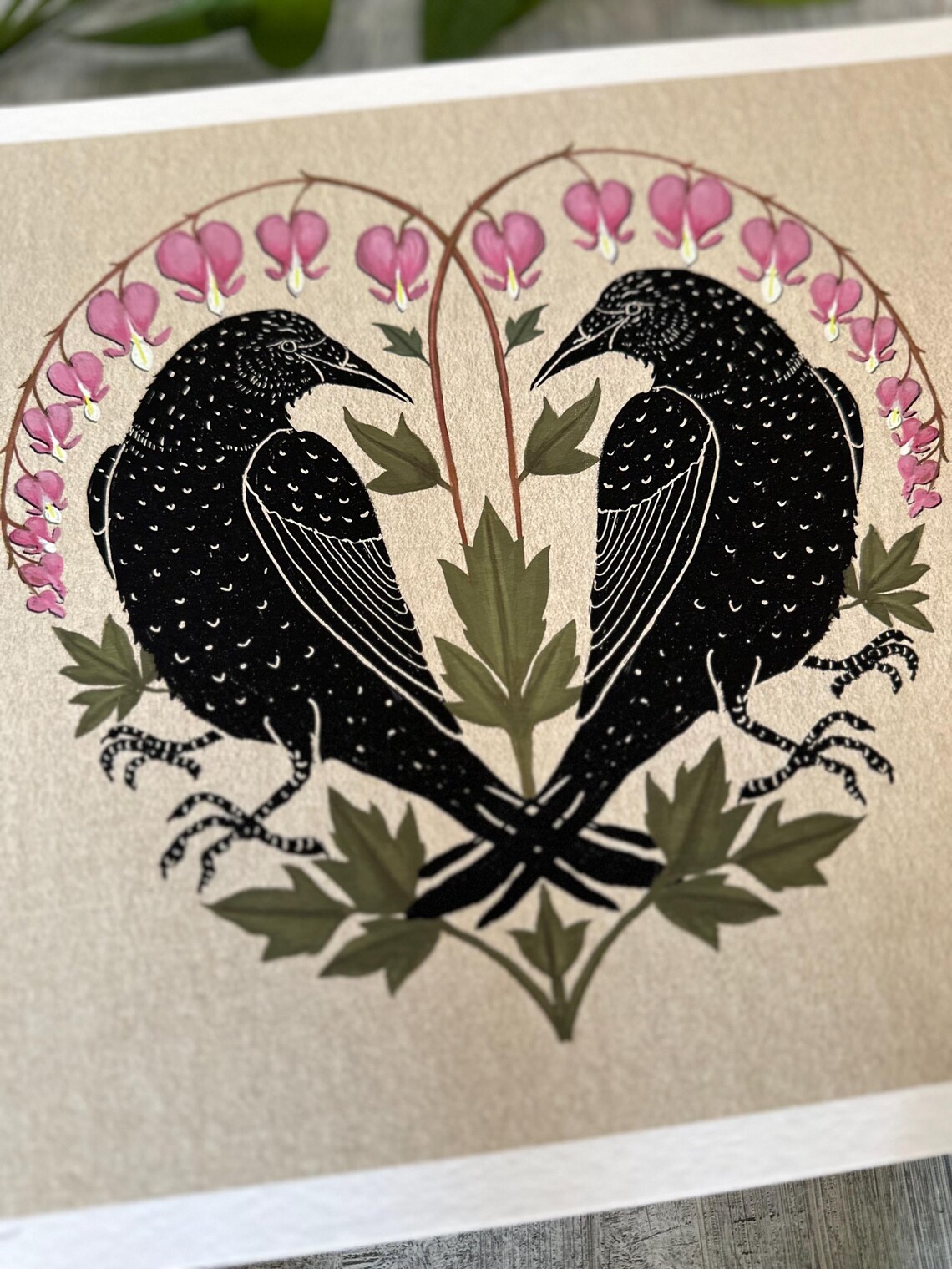 Bleeding Heart Crows - Botanical Crows - Art Print - Etsy