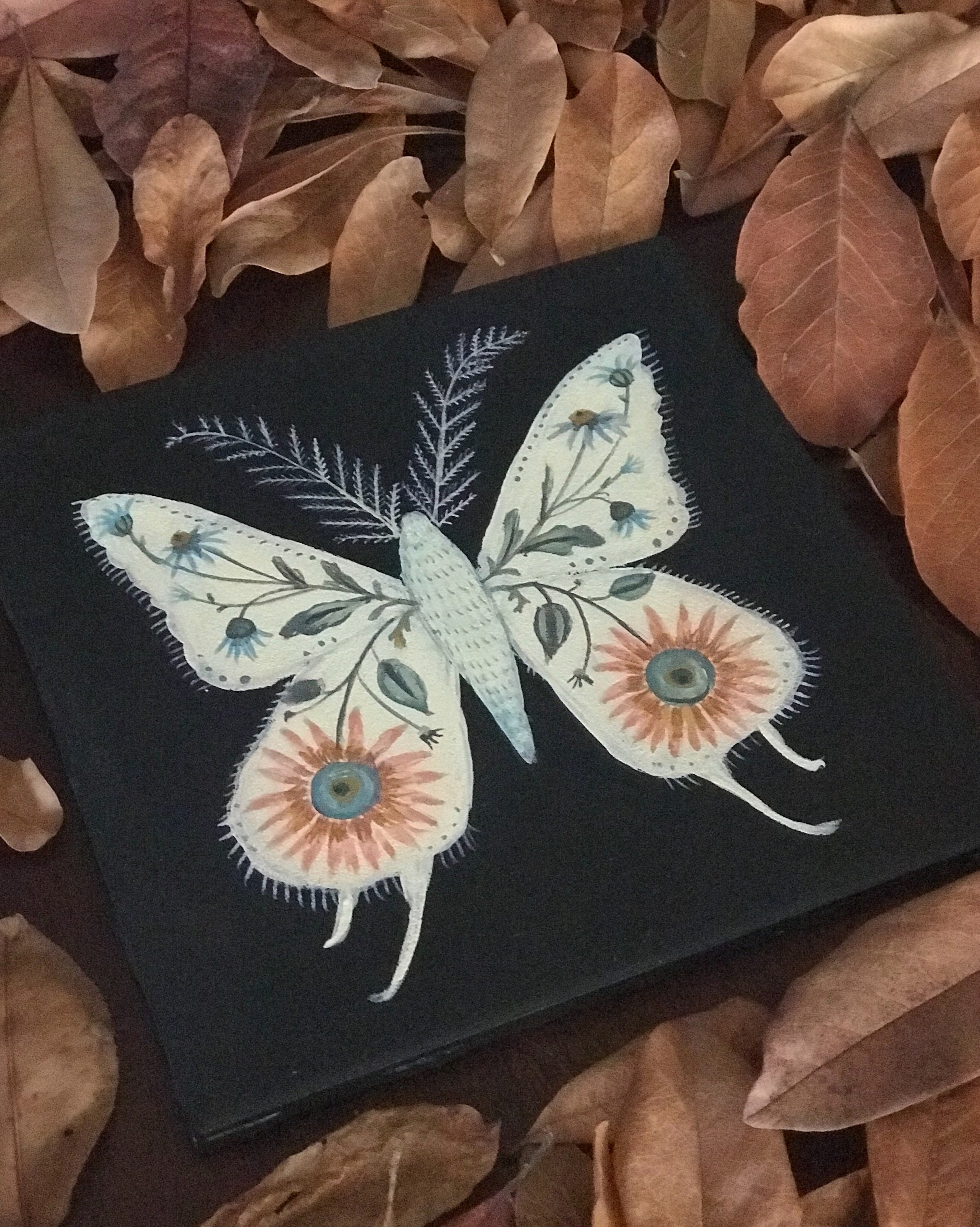 Moth II - Painted Ceramic Tile