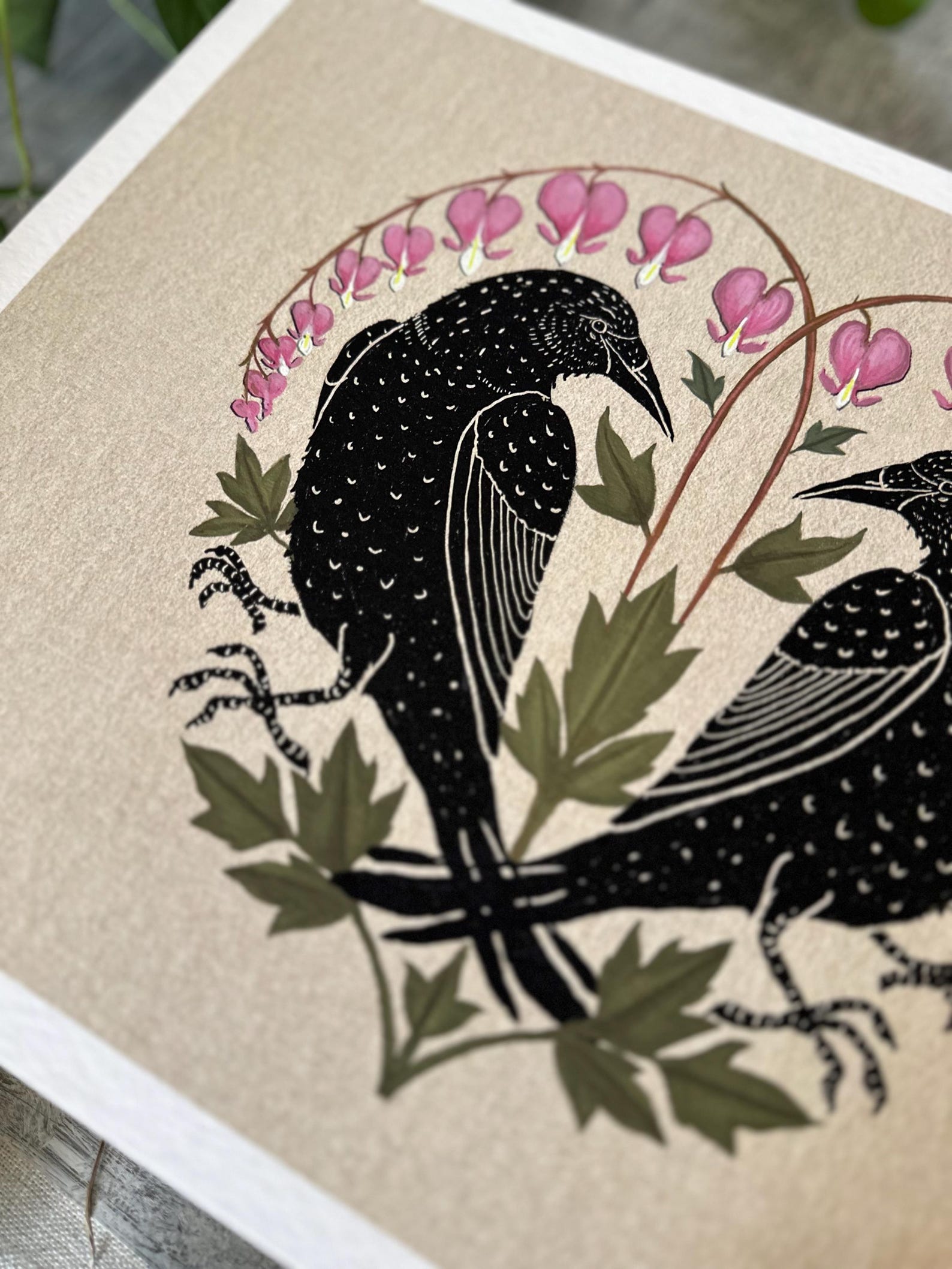 Bleeding Heart Crows - Botanical Crows - Art Print - Etsy