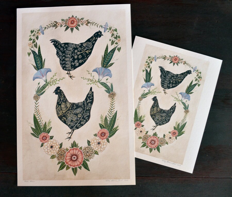 Two Hens - Print