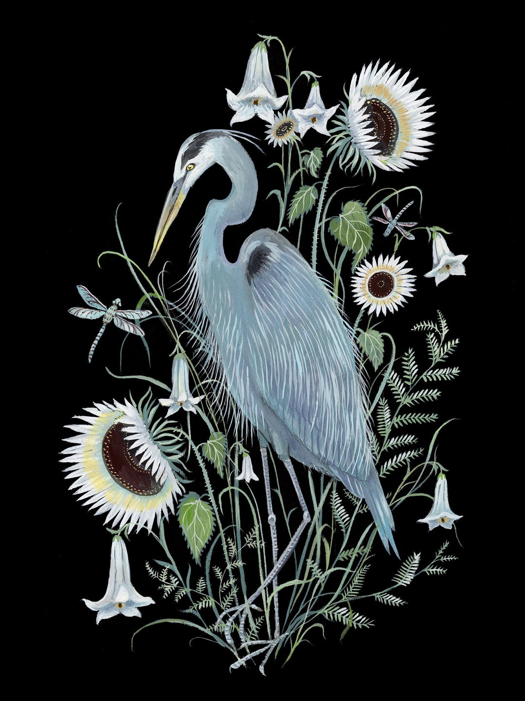 The Heron - Print - Etsy
