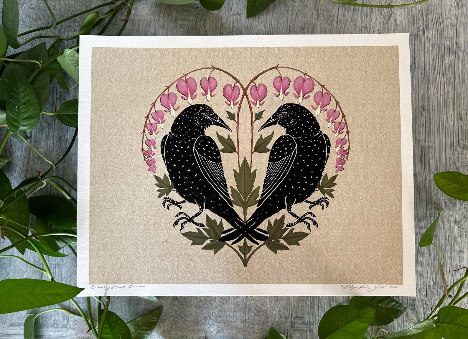 Bleeding Heart Crows - Botanical Crows - Art Print - Etsy
