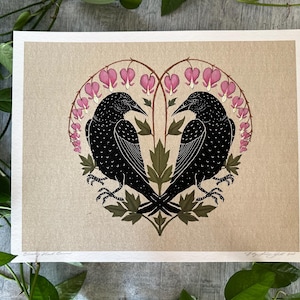 Bleeding Heart Crows - Botanical Crows - Art Print - Etsy