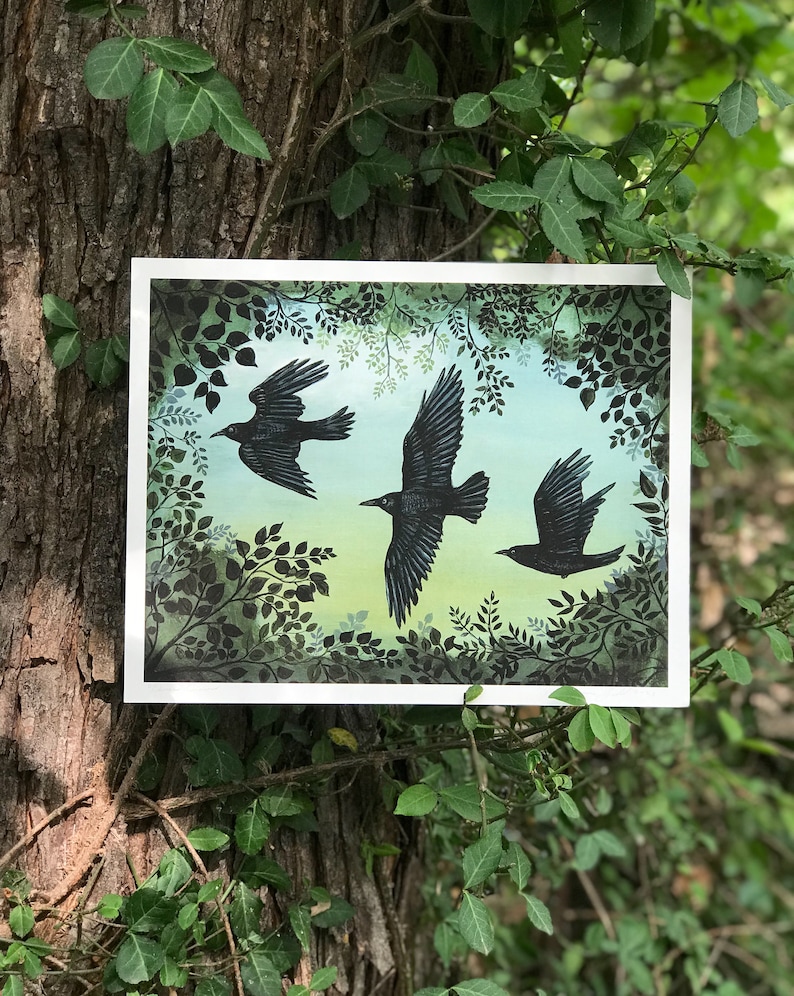 Three Crows Print | Etsy