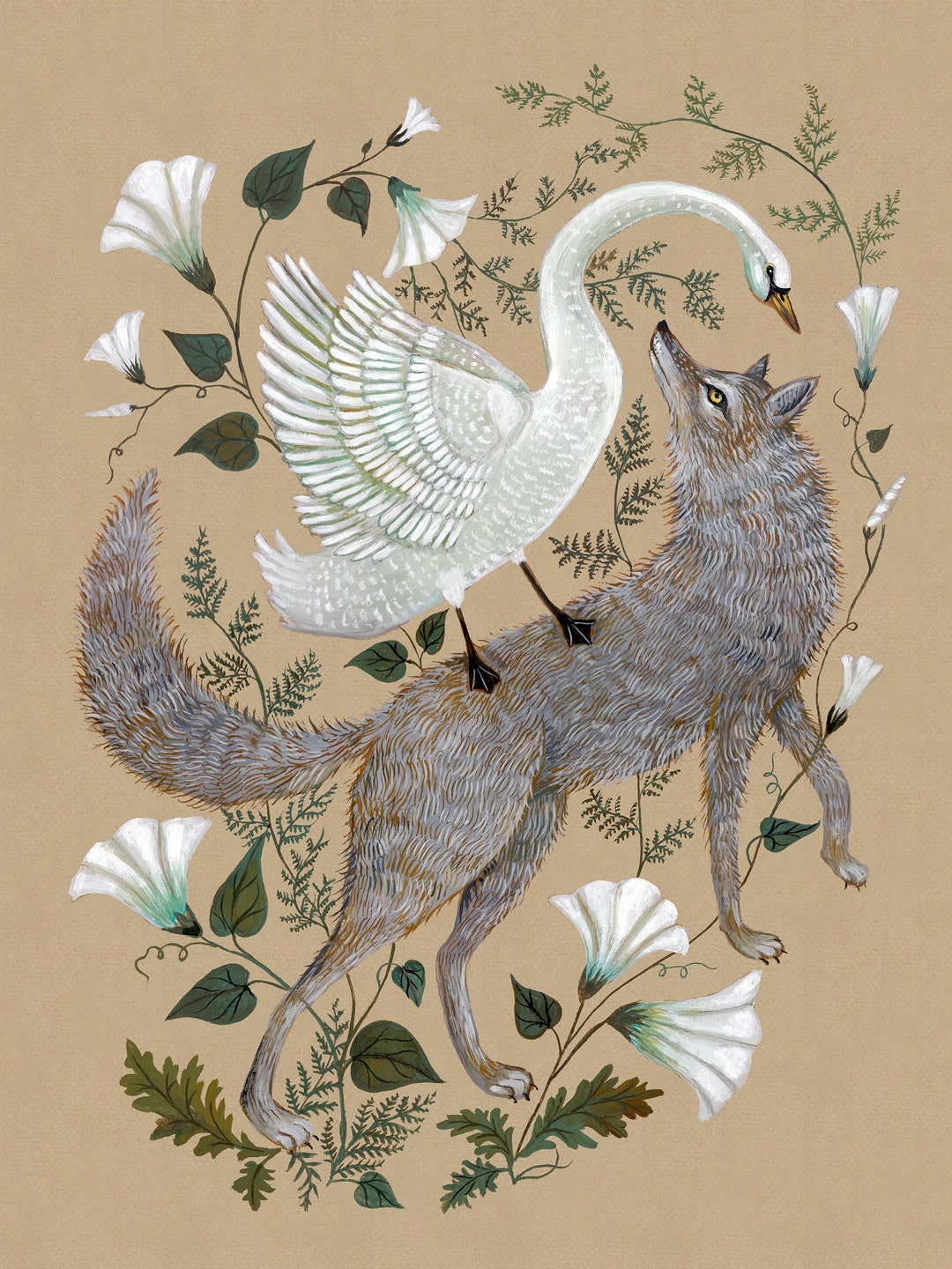 The Wolf and the Swan - Print - Etsy