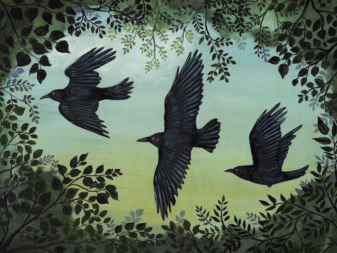 Three Crows - Print - Etsy