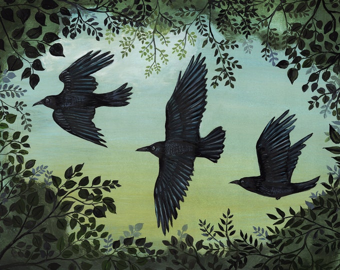 Three Crows Print - Etsy