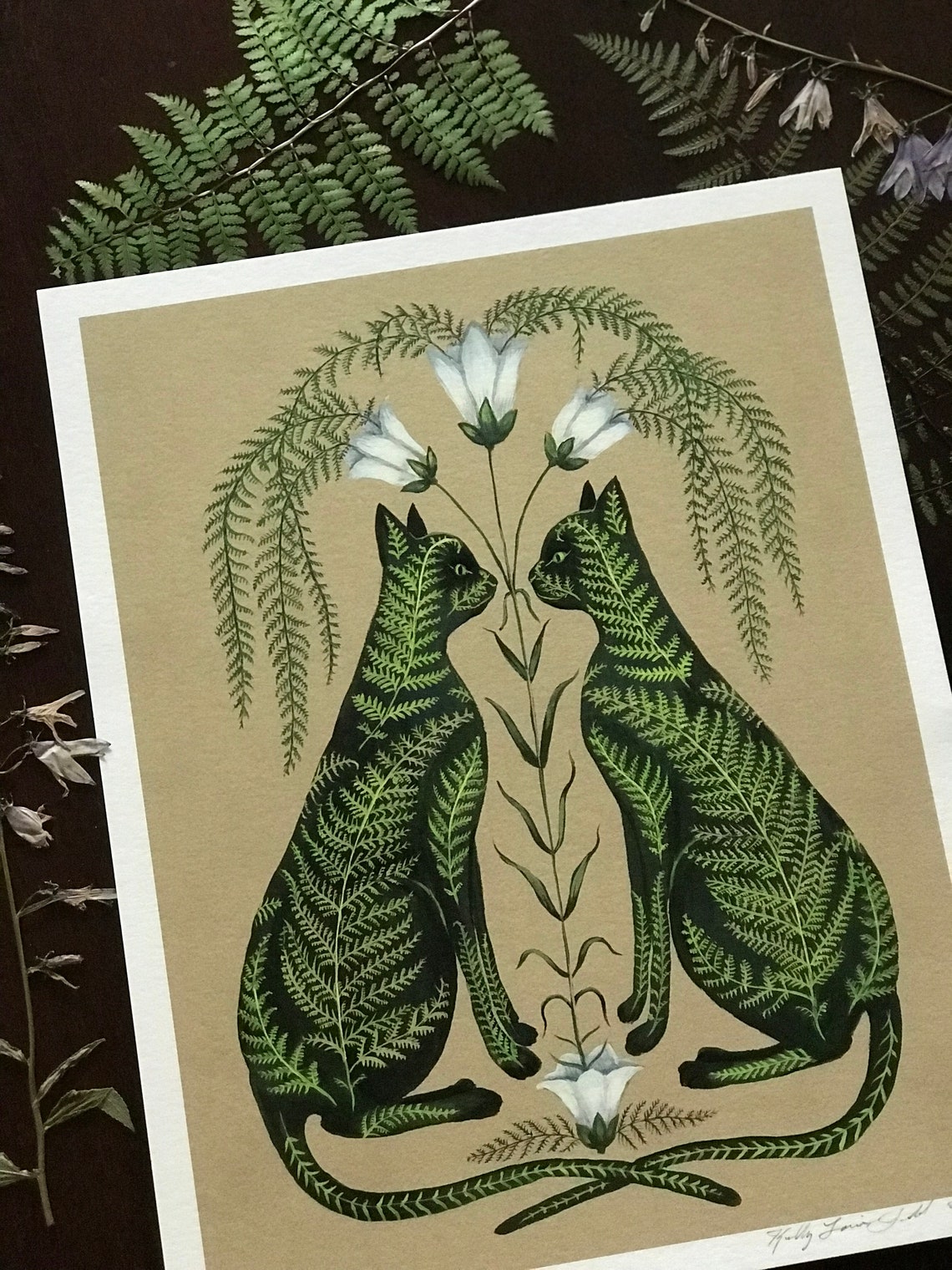 Fern Cats Print - Etsy