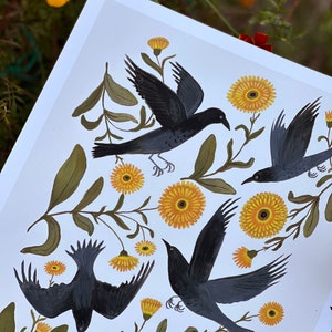 Calendula Crows Print - Etsy