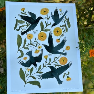 Calendula Crows Print - Etsy