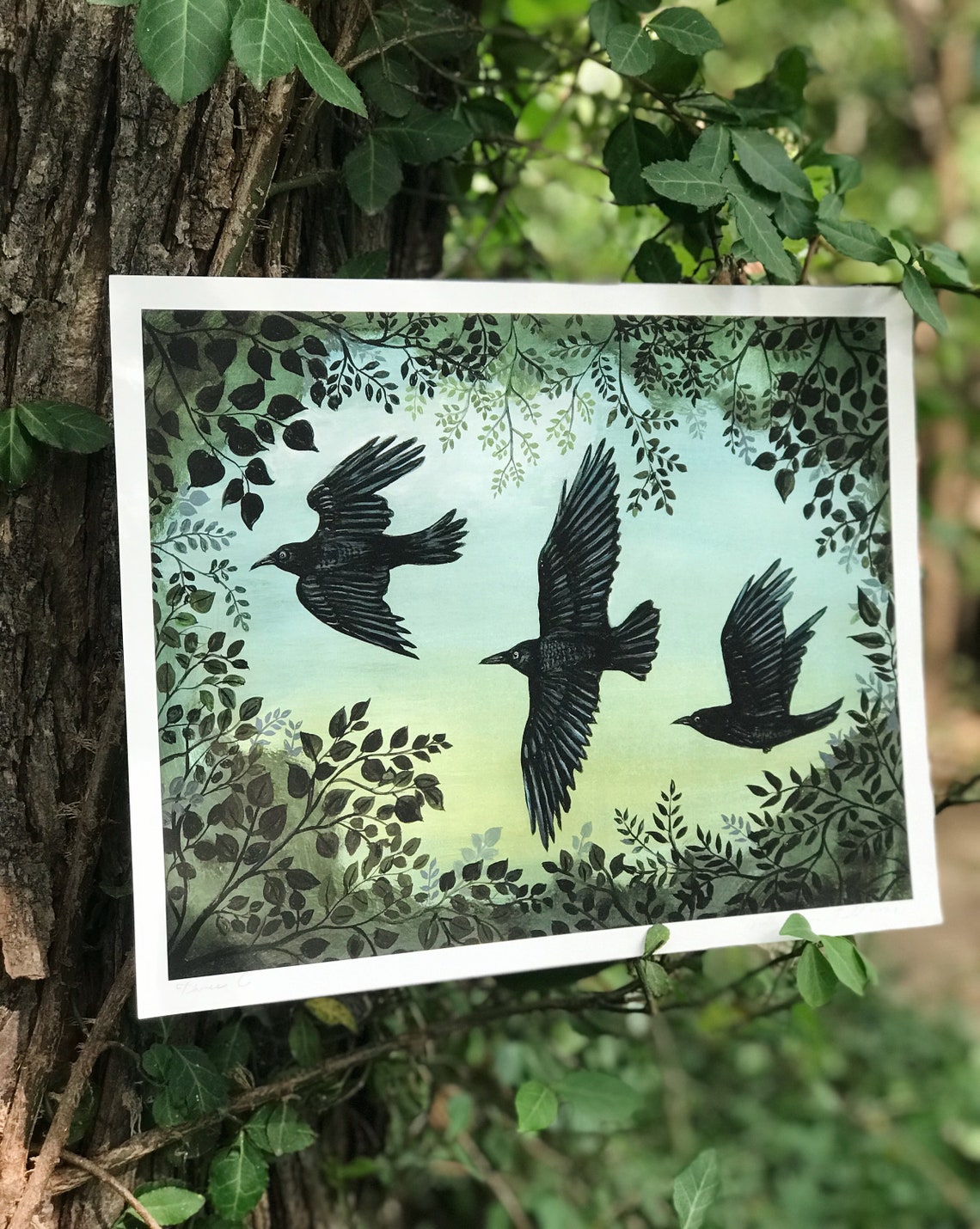 Three Crows Print - Etsy