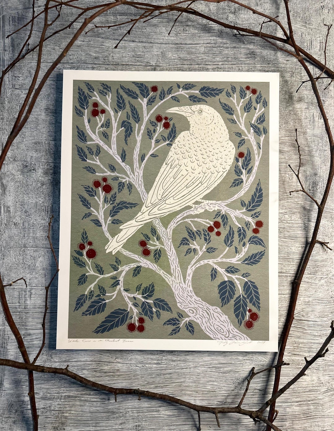 White Crow in a Chestnut Tree - Art Print - Etsy